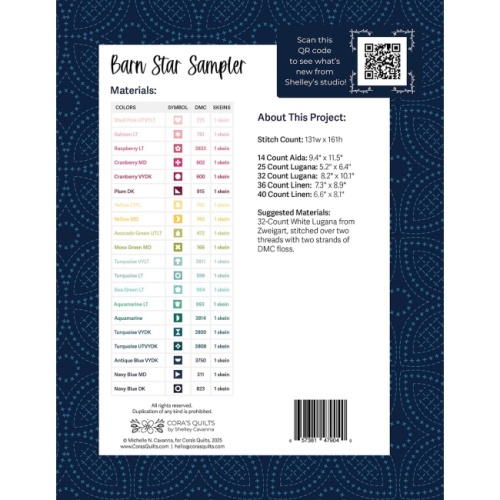 Barn Star Sampler - Cora's Quilts - Cross Stitch Pattern | The Quilt Shop