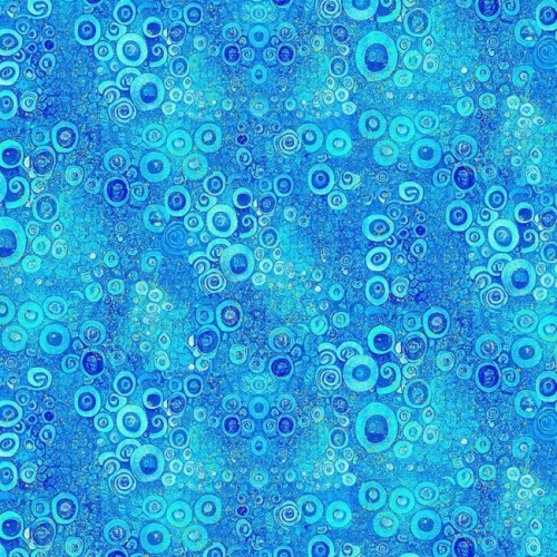 Blue Floral Scroll Metallic Blender Fabric - The Quilt Shop