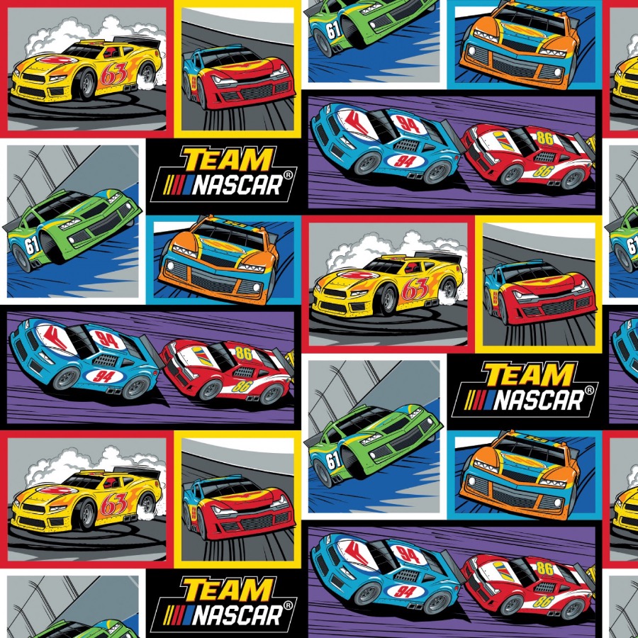 Nascar Racing Blocks Fabric - The Quilt Shop