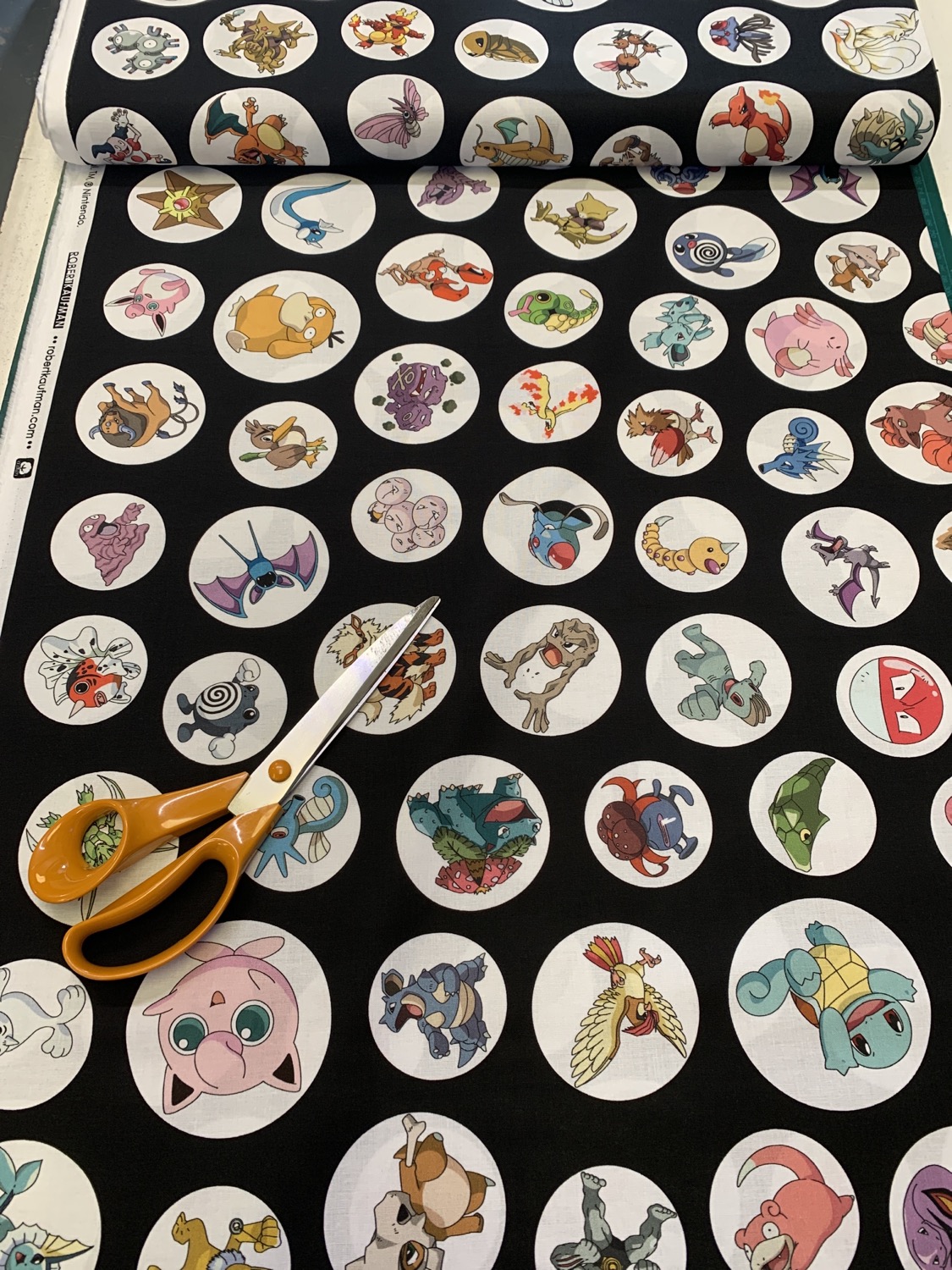 Black Pokemon Circles Fabric | The Quilt Shop
