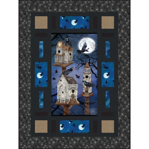 Spooky Raven Moon House Halloween Panel - The Quilt Shop
