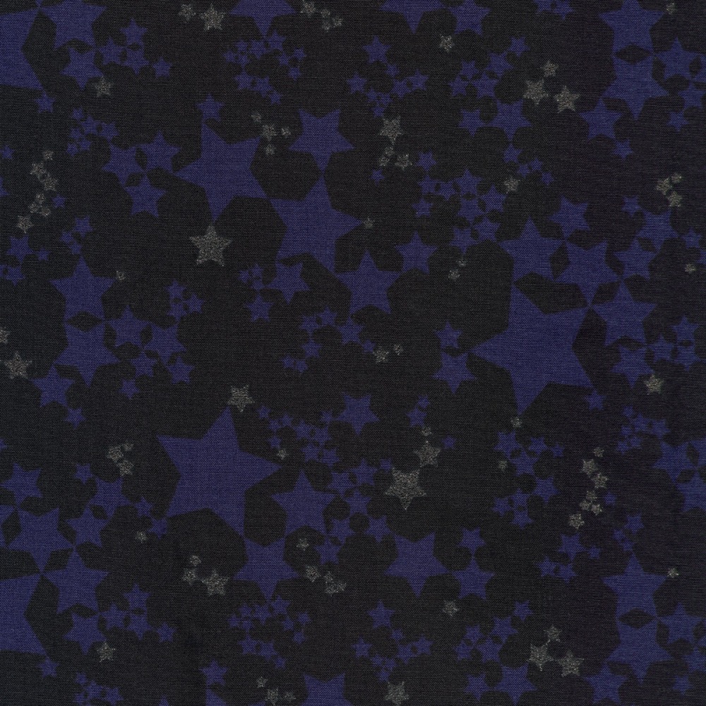 Moonlight Midnight Stars Fabric w/Glitter Metallic - The Quilt Shop