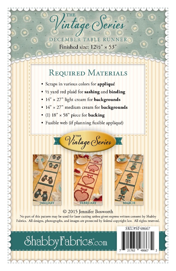 Vintage Series Table Runner December Pattern | The Quilt Shop
