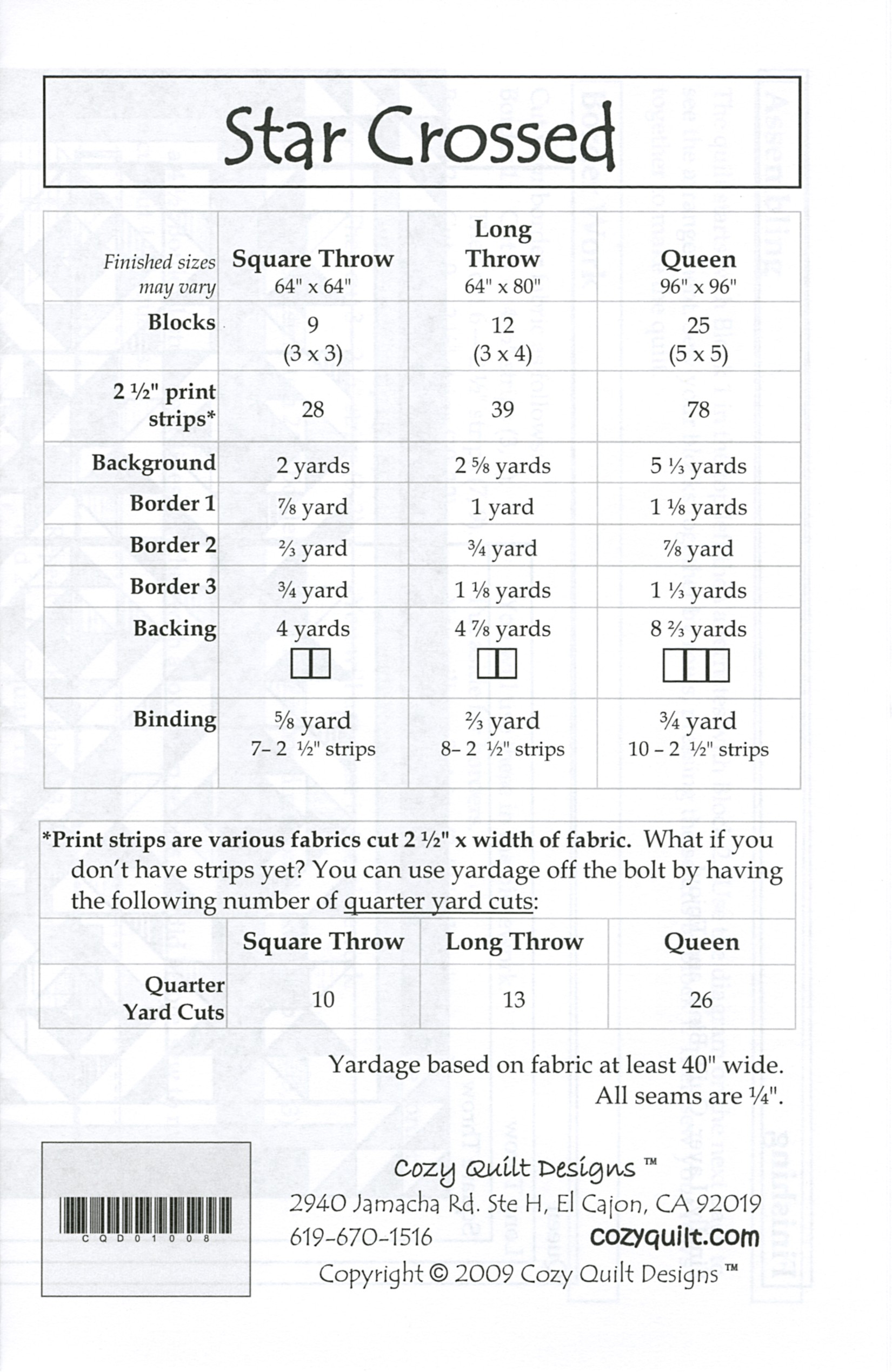 Cozy Quilt Designs Star Crossed Quilt Pattern - The Quilt Shop