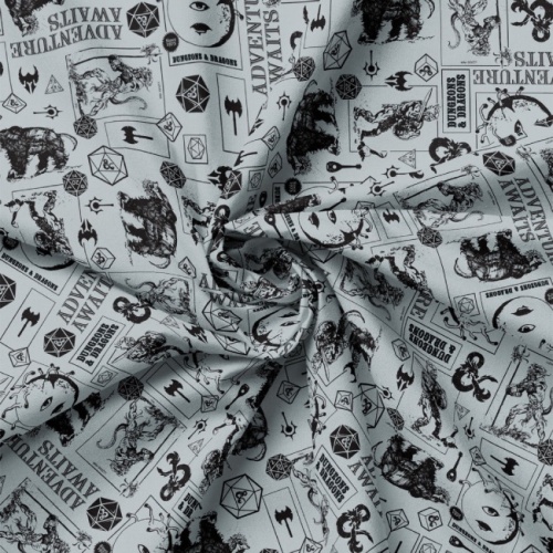 Classic Monsters Grey - Dungeons & Dragons Fabric - The Quilt Shop