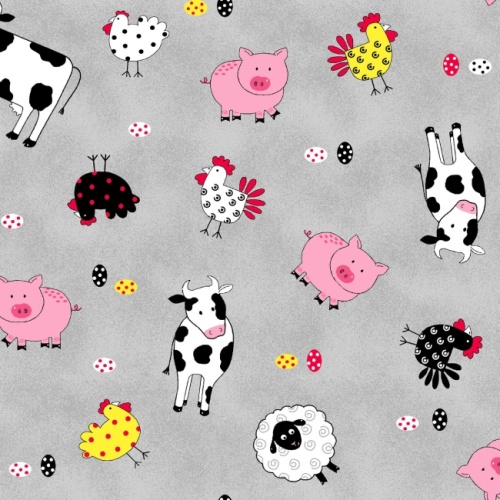 Blue Tossed Farm Animal Fabric - The Quilt Shop