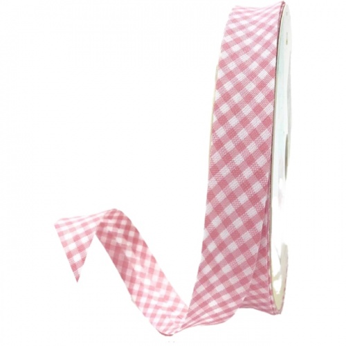 Gingham Pink Bias Binding 18mm | The Quilt Shop
