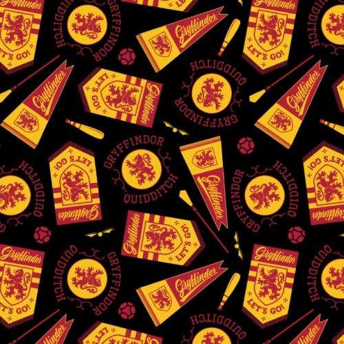 Gryffindor Banners Black - House Champions - Harry Potter Fabric - The ...