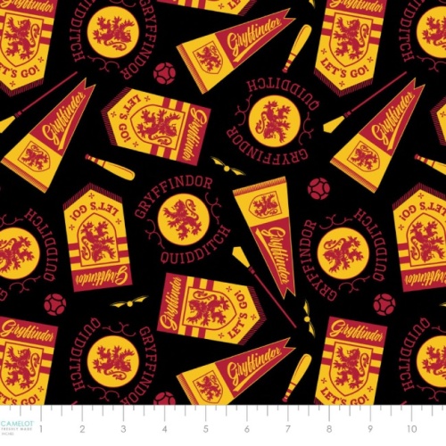 Houses Banners Black - House Champions - Harry Potter Fabric - The ...