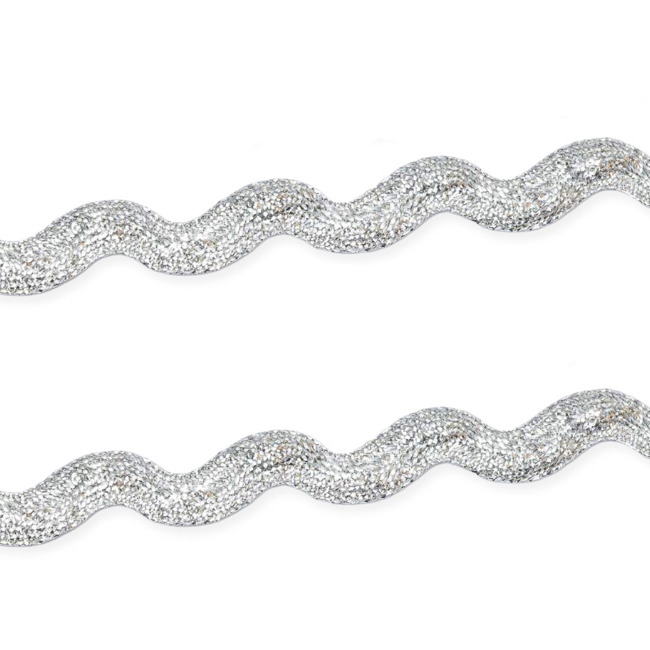 Silver Metallic Ric Rac 12mm | The Quilt Shop