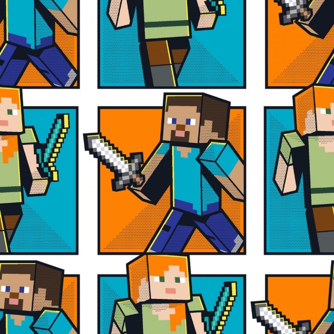 Minecraft Alex and Steve Grid Fabric | The Quilt Shop