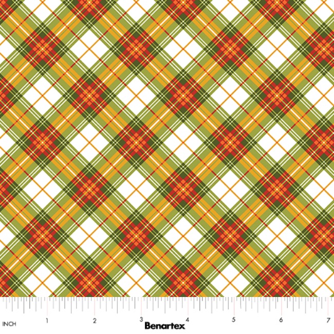 Cider House - Autumn Plaid Fabric - Ivory / Russet - Benartex - The ...