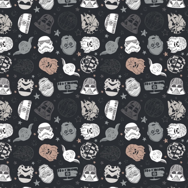 Star Wars Sketch Heads Black Fabric | The Quilt Shop