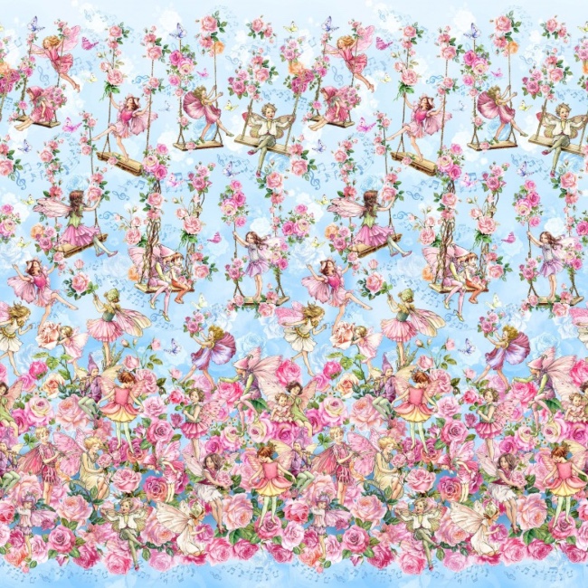 Blue Fairy Border - Spring Songs - Flower Fairies Fabric - The Quilt Shop