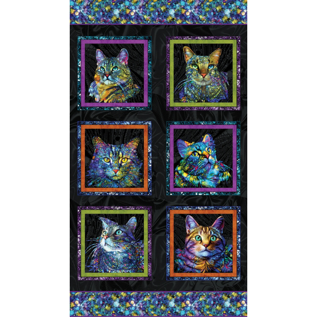 Cat Artistry Multi Fabric Panel - The Quilt Shop