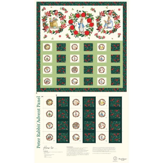 Advent Calendar Panel - Christmas Orchard - Peter Rabbit Fabric - Craft ...