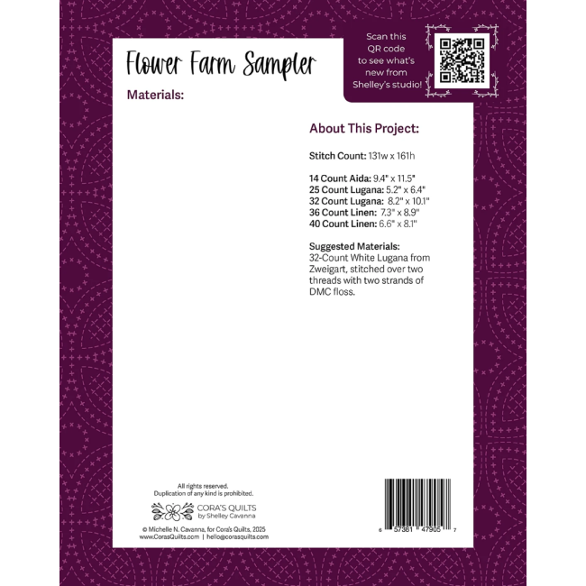 Flower Farm Sampler - Cora's Quilts - Cross Stitch Pattern | The Quilt Shop