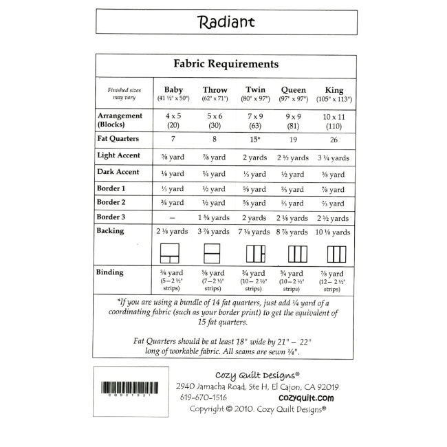 Cozy Quilt Designs - Radiant - Quilt Pattern - The Quilt Shop