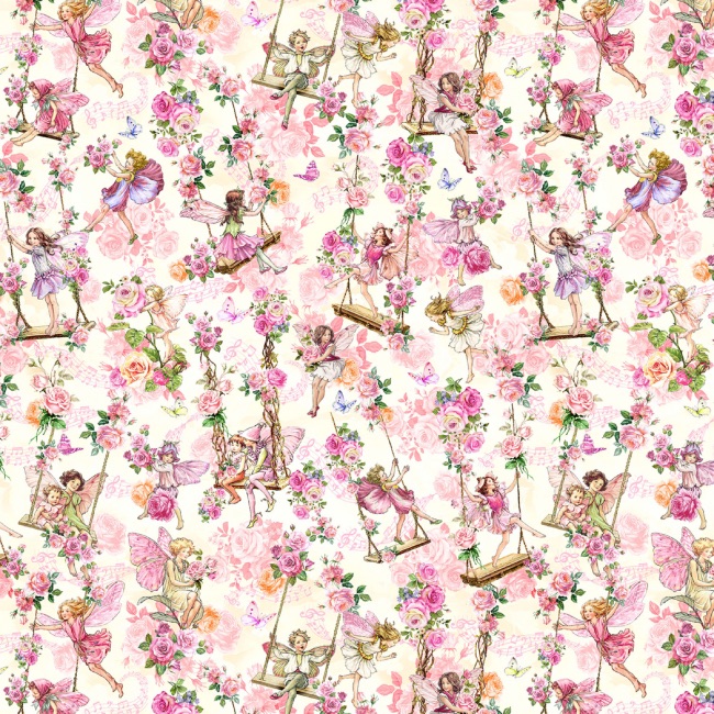 Cream Garden Swings - Spring Songs - Flower Fairies Fabric - The Quilt Shop