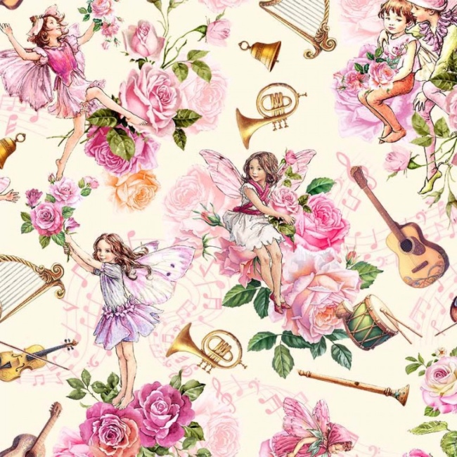 Cream Fairy Bouquet - Spring Songs - Flower Fairies Fabric - The Quilt Shop