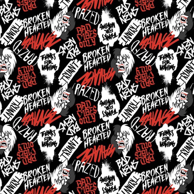 Disney Cruella De Vil Rebel Riot Fabric - Black | The Quilt Shop