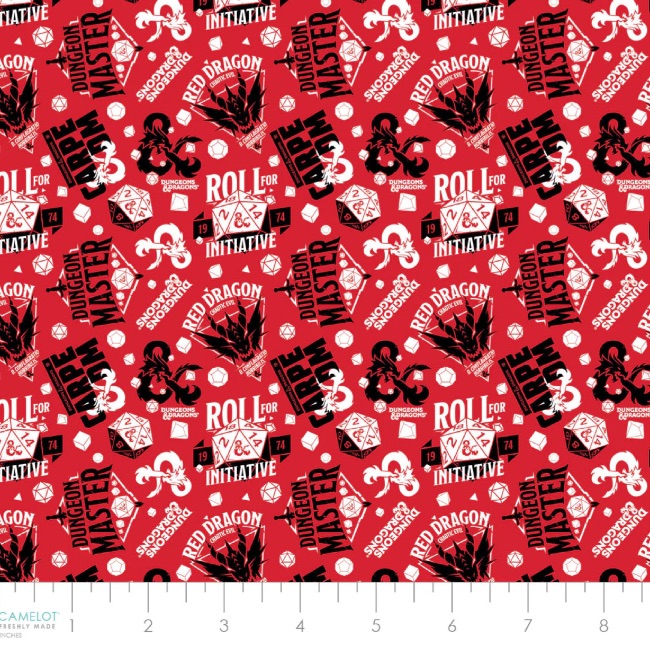 Red Roll For Initiative - Dungeons & Dragons Fabric | The Quilt Shop