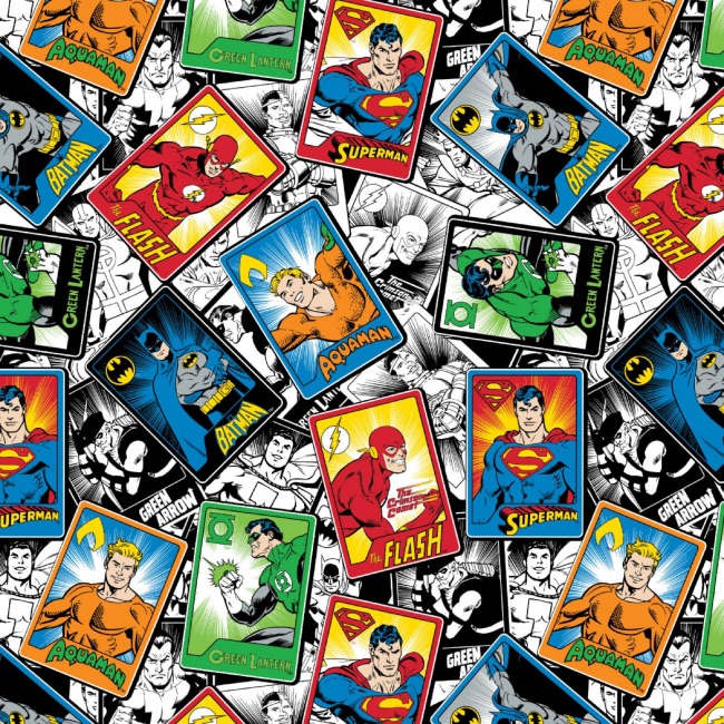 DC Male Trading Cards Fabric - The Quilt Shop