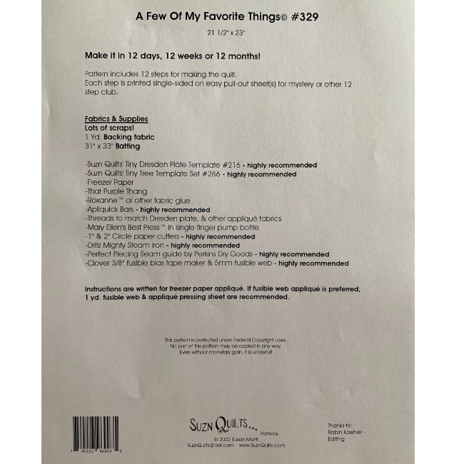 A Few Of My Favorite Things Pattern | The Quilt Shop