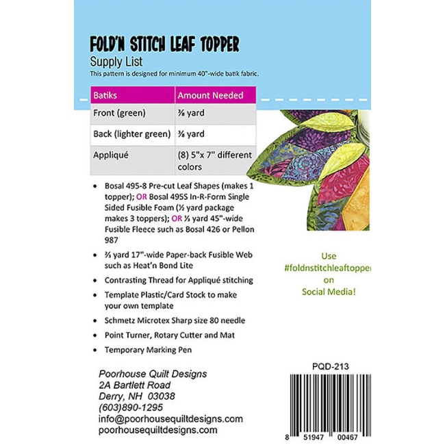 Fold'N Stitch Leaf Topper Pattern | The Quilt Shop
