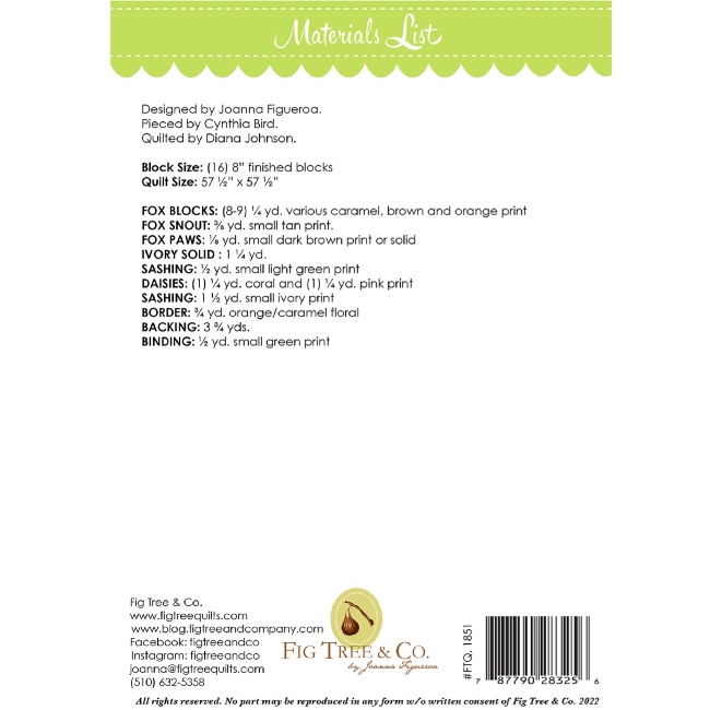 Francesca The Fox Quilt Pattern - The Quilt Shop