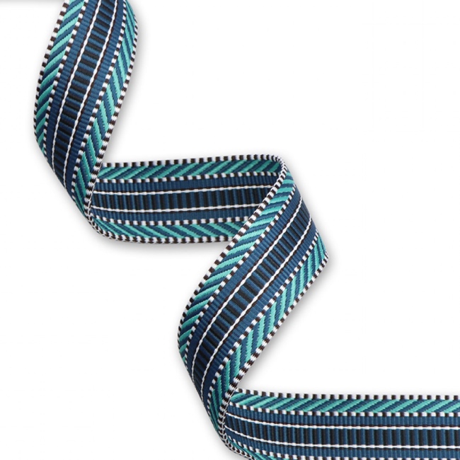 Geometric Blue - Webbing - 38mm - The Quilt Shop