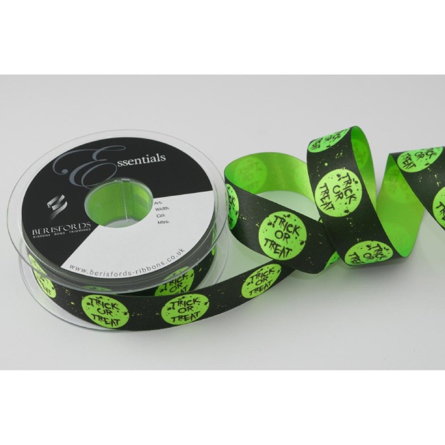 Trick or Treat Halloween Ribbon Green 5m | The Quilt Shop
