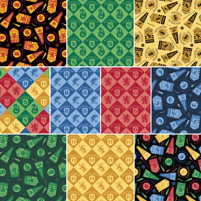 House Champions - Harry Potter Fabric - Half Metres x 10 - The Quilt Shop