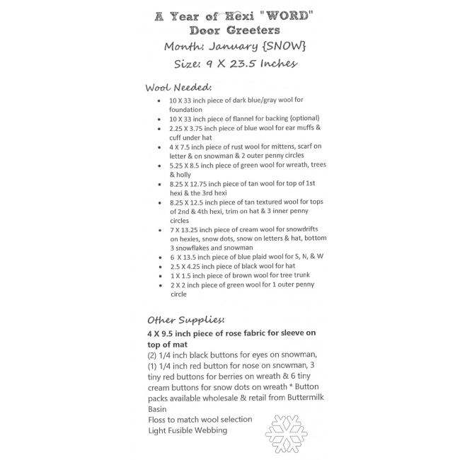 Hexi Door Greeter | Snow | January - The Quilt Shop