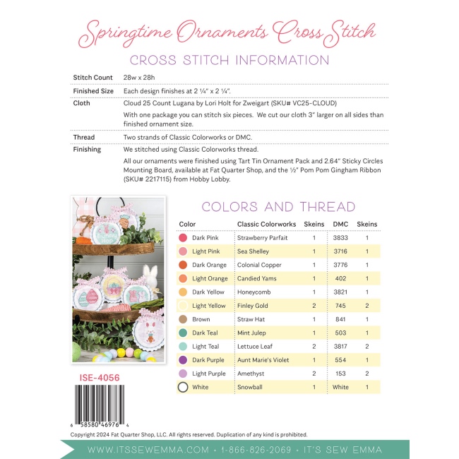 Springtime Ornaments Cross Stitch Pattern | The Quilt Shop