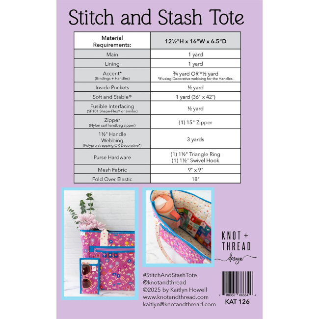 Stitch and Stash Tote Pattern - Knot and Thread Designs - The Quilt Shop