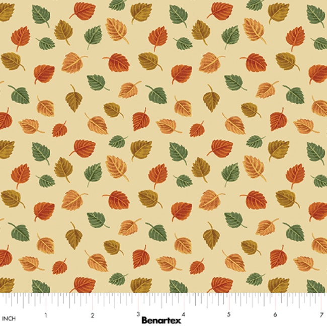 Light Gold Small Leaves - Autumn Fabric - Benartex - The Quilt Shop
