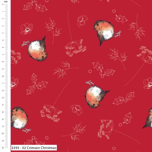 Crimson Christmas - Little Red Robin - Christmas Fabric | The Quilt Shop