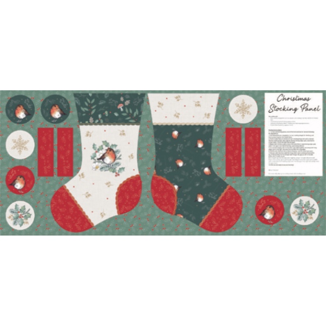 Stocking Panel - Little Red Robin - Christmas Fabric - The Quilt Shop