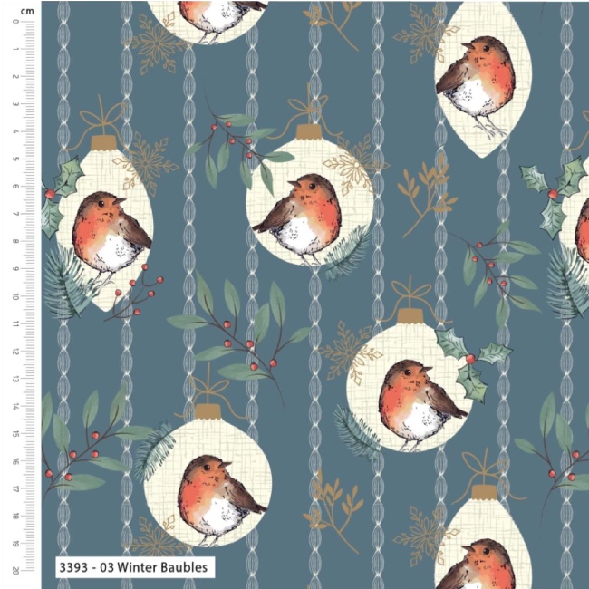 Winter Baubles - Little Red Robin - Christmas Fabric | The Quilt Shop