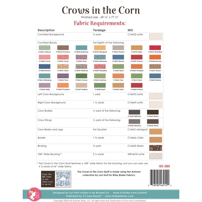 Crows In The Corn Pattern - The Quilt Shop