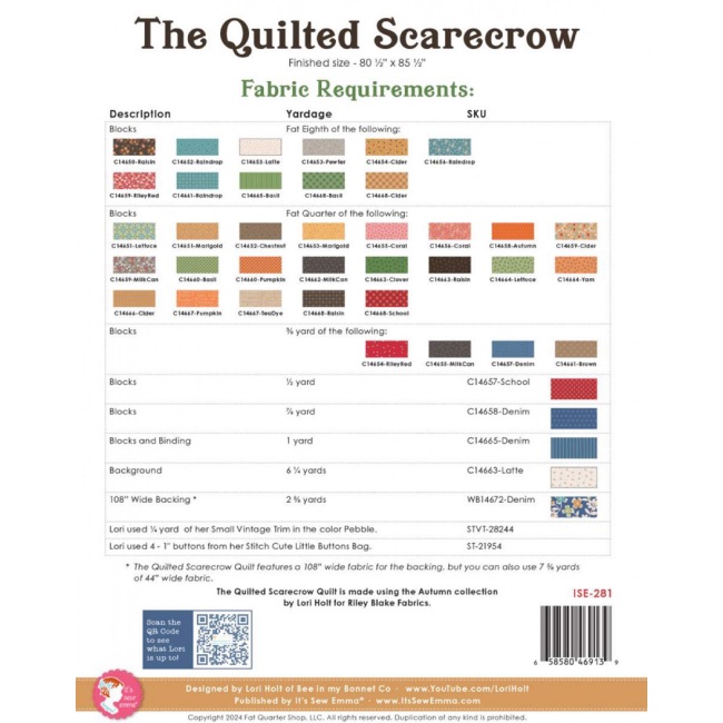 The Quilted Scarecrow Pattern | The Quilt Shop