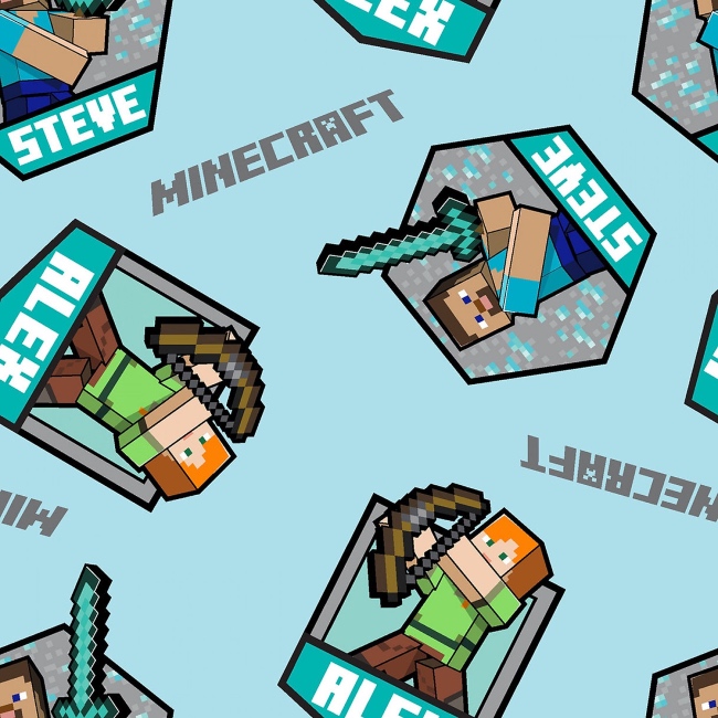 Minecraft Alex and Steve Badges Fabric - The Quilt Shop