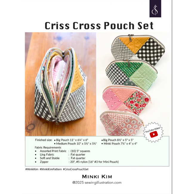 Criss Cross Pouch Set Pattern - Minki Kim | The Quilt Shop