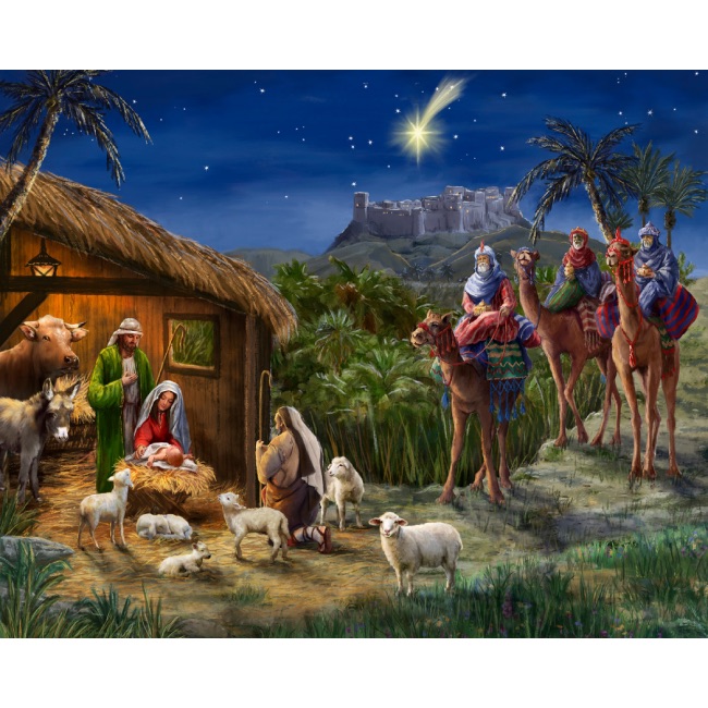 Christmas Nativity Visit Panel | The Quilt Shop