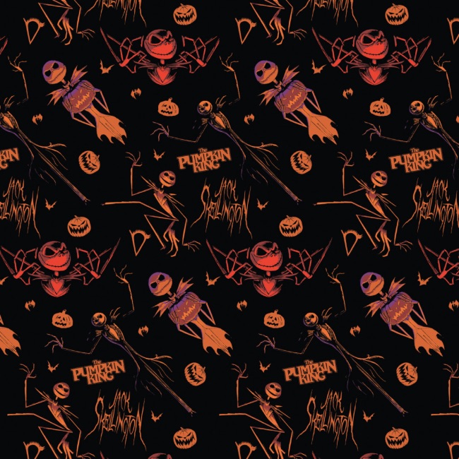 Nightmare Before Christmas Fabric - Orange Creepy Pumpkin King Fabric ...