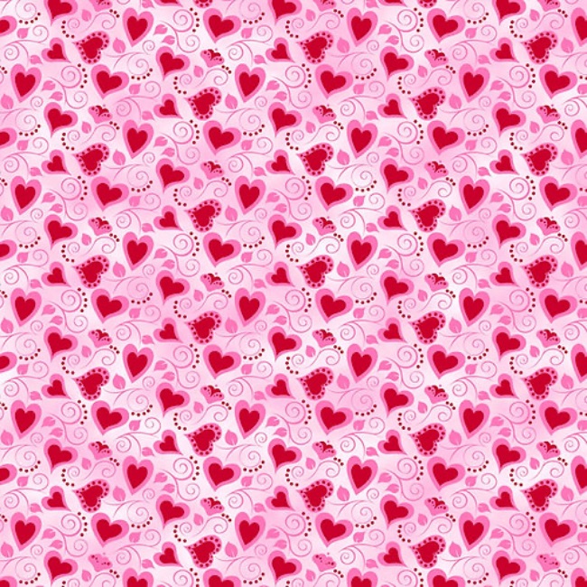 Pink Love Hearts Fabric | The Quilt Shop