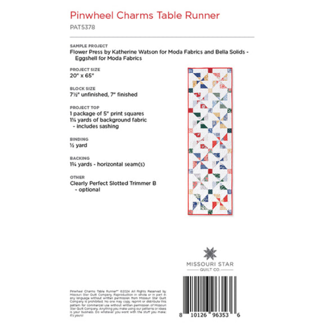 Missouri Star - Pinwheel Charms - Table Runner Pattern - The Quilt Shop