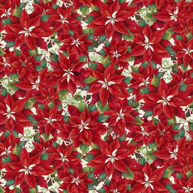Red Poinsettias Fabric | The Quilt Shop