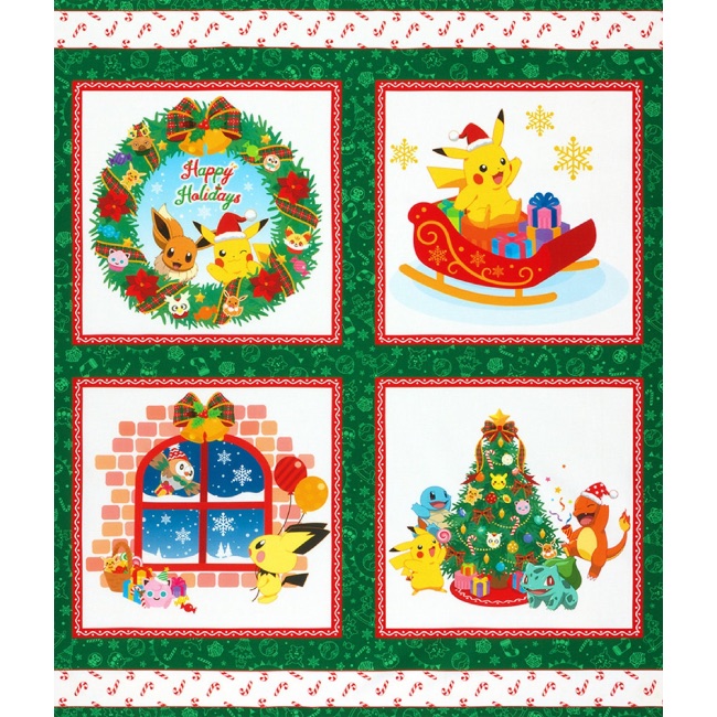 Pokemon Pikachu's Holiday Christmas Panel - The Quilt Shop